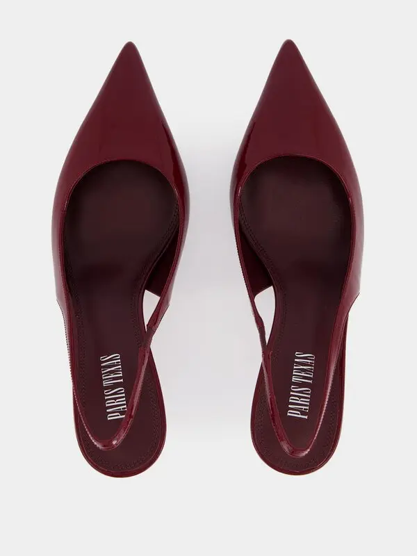 Paris Texas Lidia Slingback 70 Patent Leather Heels - Red