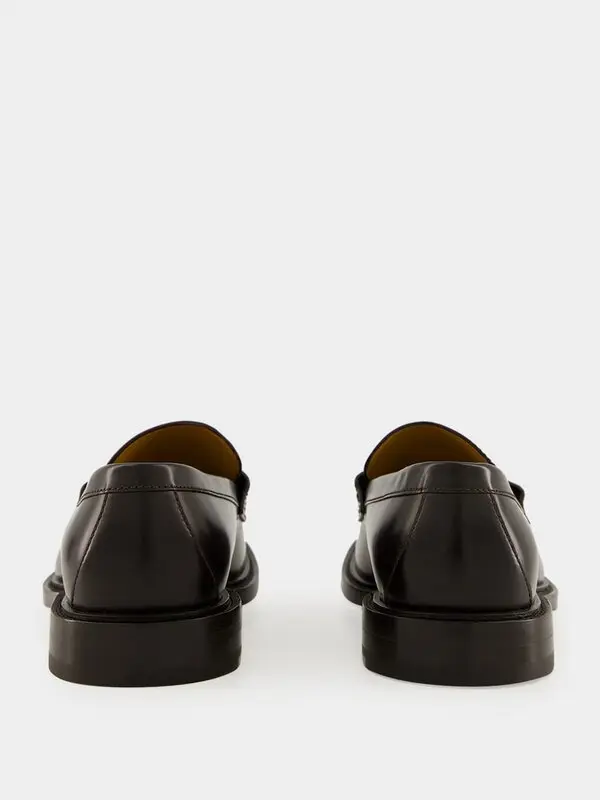 Gucci Leather Loafers With Web Detail - Brown
