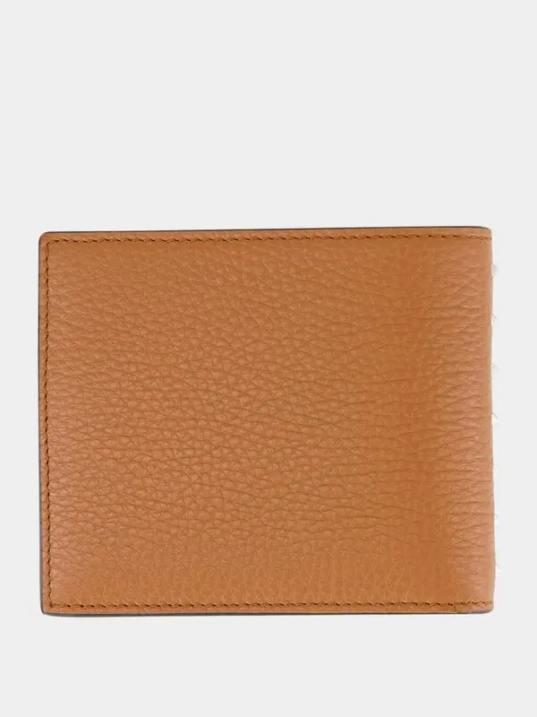 Valentino Garavani Selleria Leather Bifold Wallet With Rockstuds - Brown