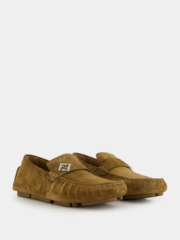 Fendi Suede Ff Driving Loafers