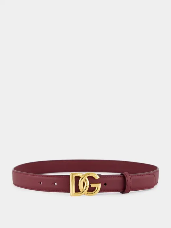 Dolce & Gabbana Dg Logo Calfskin Belt - Burgundy