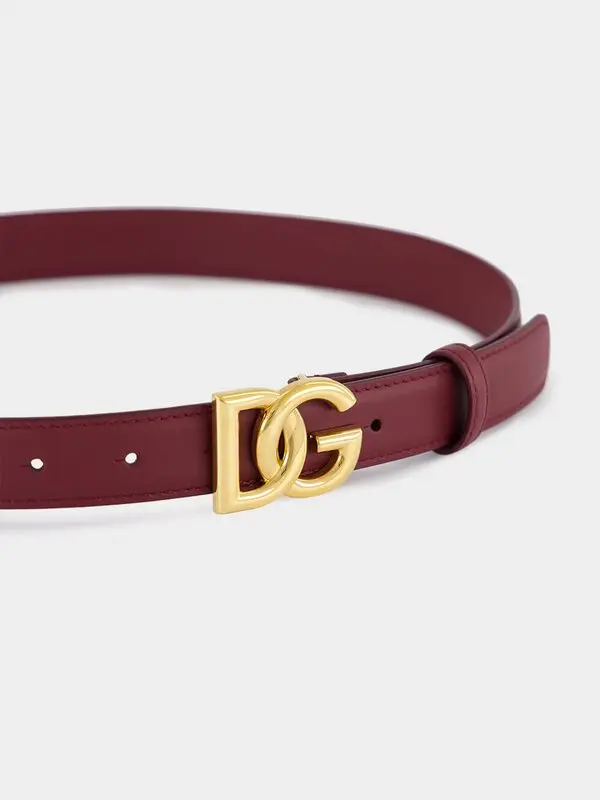 Dolce & Gabbana Dg Logo Calfskin Belt - Burgundy