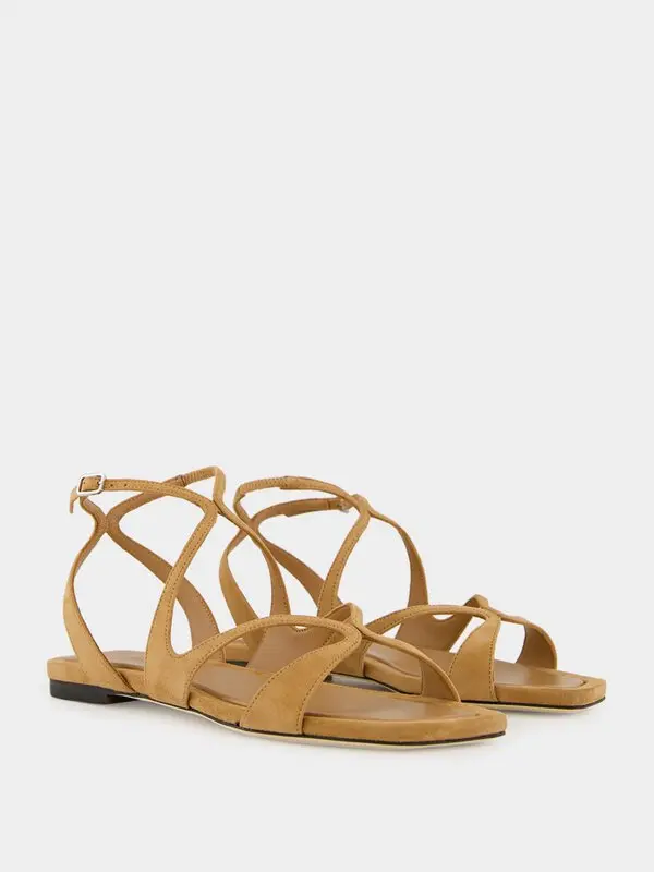 JIMMY CHOO Ayla Flat Sandals - Brown