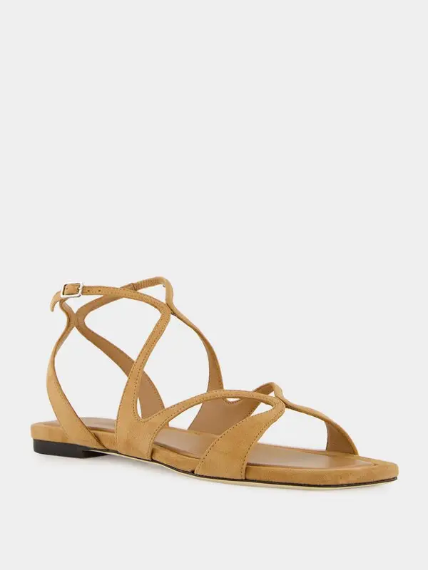 JIMMY CHOO Ayla Flat Sandals - Brown