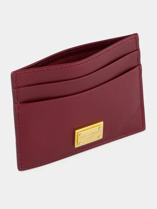 Dolce & Gabbana Bordeaux Plongé Calfskin Card Holder - Burgundy