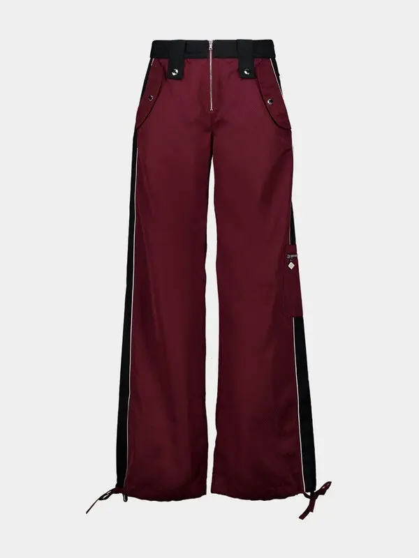 Casablanca Nylon Monogram Raver Trousers - Burgundy