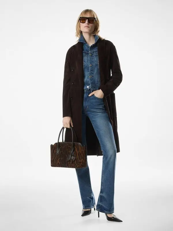 TOM FORD Ocelot-print Suede Top Handle Bag - Brown