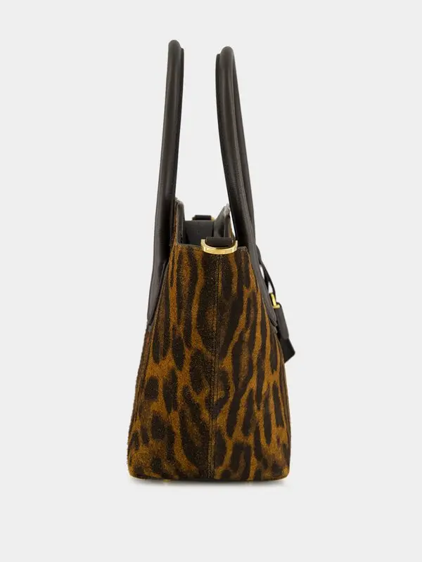 TOM FORD Ocelot-print Suede Top Handle Bag - Brown