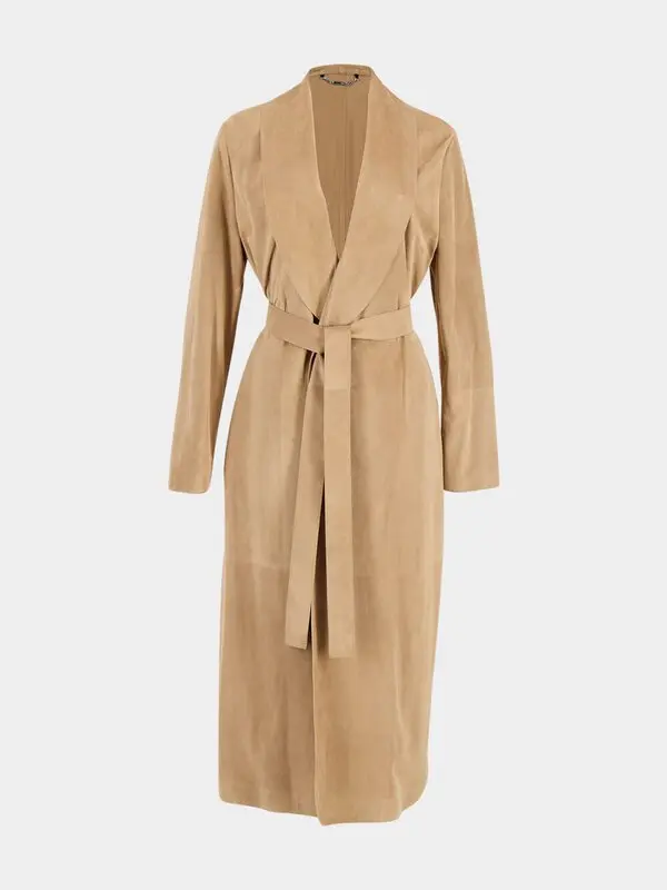 Fendi Suede Wrap Coat - Brown