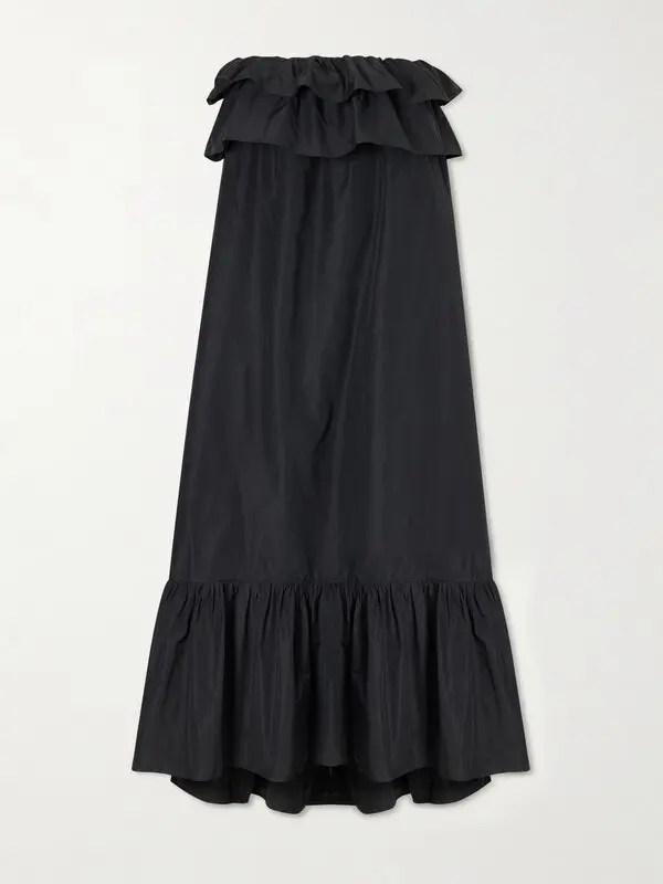 Saint Laurent Ruffled Cotton-blend Poplin Maxi Dress - Black