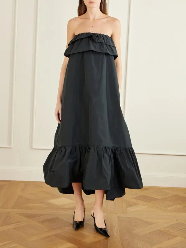 Saint Laurent Ruffled Cotton-blend Poplin Maxi Dress
