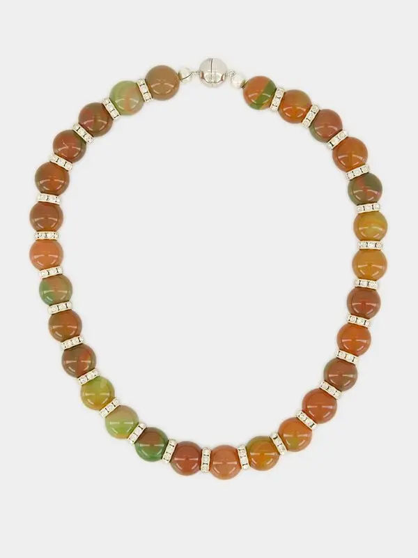 JULIETTA Odette Natural Agate Beaded Necklace - Brown