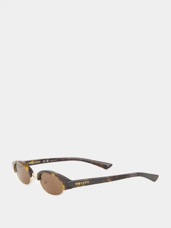 Alexander McQueen Ellipse Havana Sunglasses - Brown
