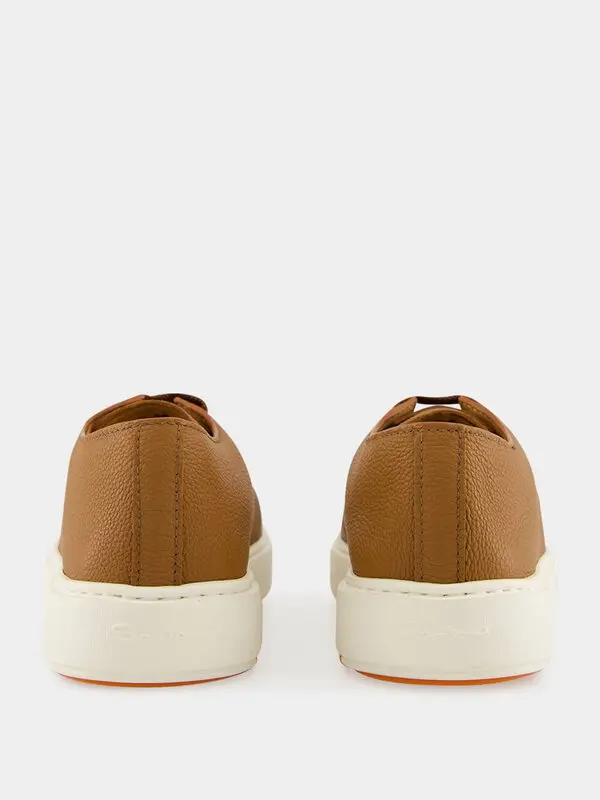 Santoni Light Tumbled Leather Sneakers - Brown