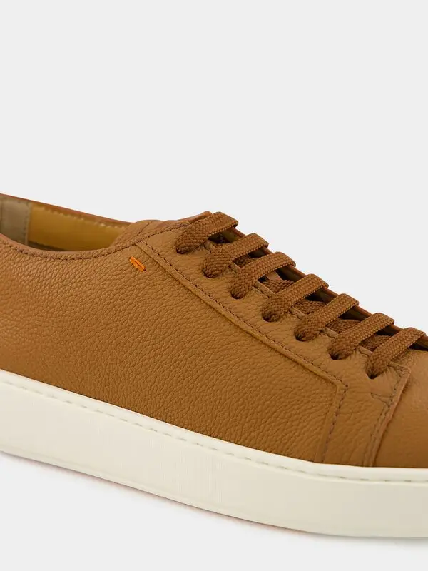 Santoni Light Tumbled Leather Sneakers - Brown