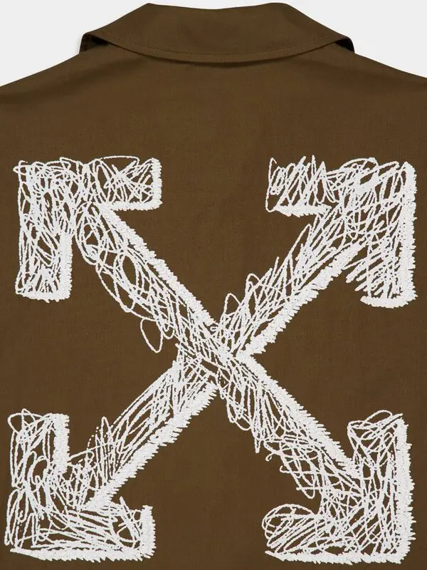 Off-White Beech White Scribble Arrow Cotton Shirt - Brown