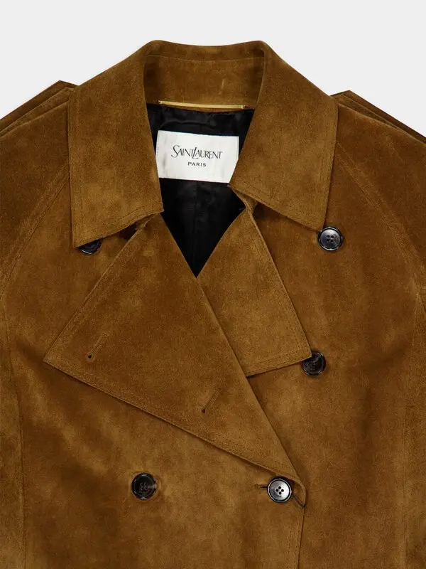 Saint Laurent Suede Double-breasted Trench Coat