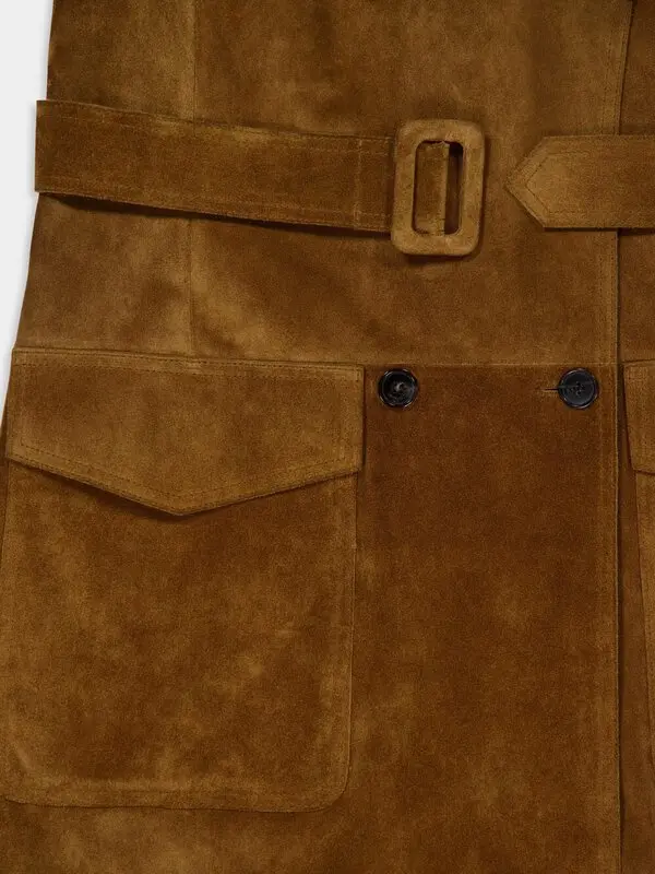 Saint Laurent Suede Double-breasted Trench Coat