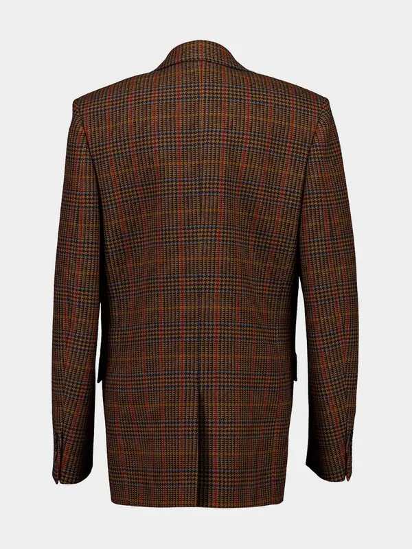 Saint Laurent Wool Check Jacket - Brown