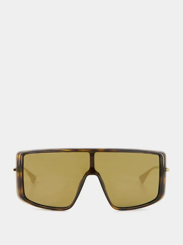 Alexander McQueen Havana T-bar Visor Sunglasses - Brown