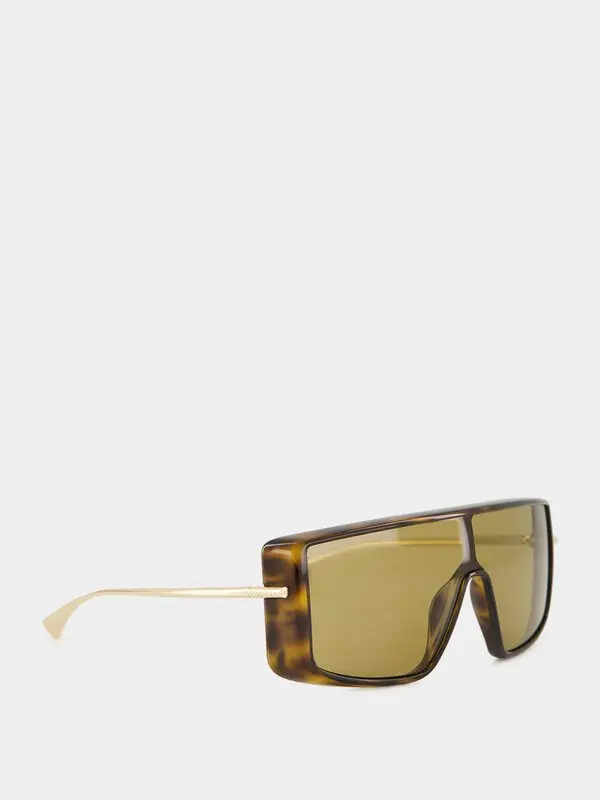 Alexander McQueen Havana T-bar Visor Sunglasses - Brown