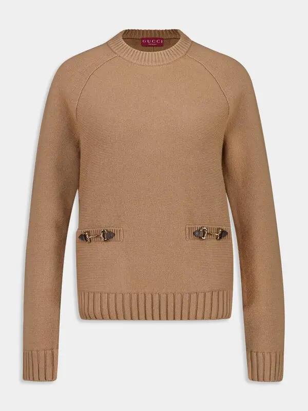 Gucci Wool-cashmere Crewneck Pullover - Brown