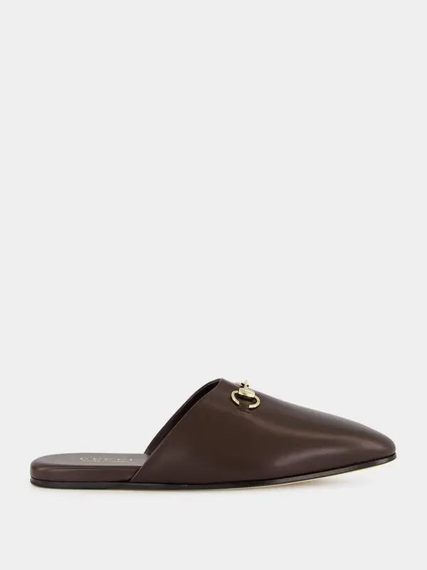 Gucci Horsebit Leather Mule - Brown