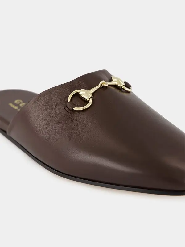 Gucci Horsebit Leather Mule - Brown