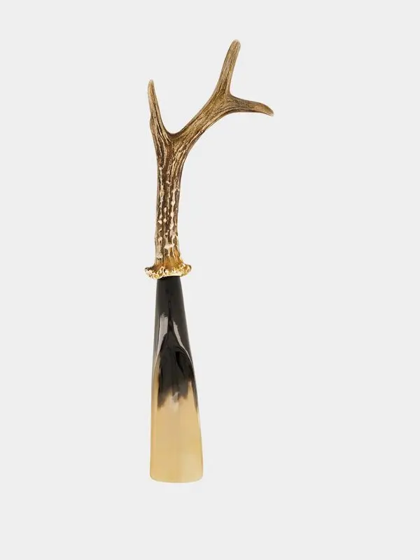 LORENZI MILANO Small Roe Deer Antler And Zebu Horn Shoehorn - Brown