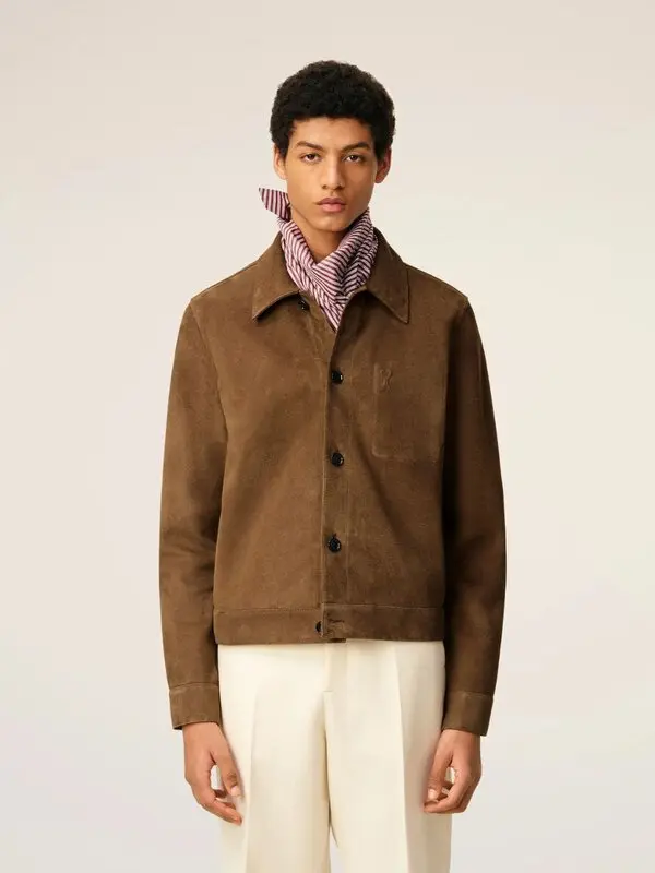 AMI Paris Suede Buttoned Jacket - Brown