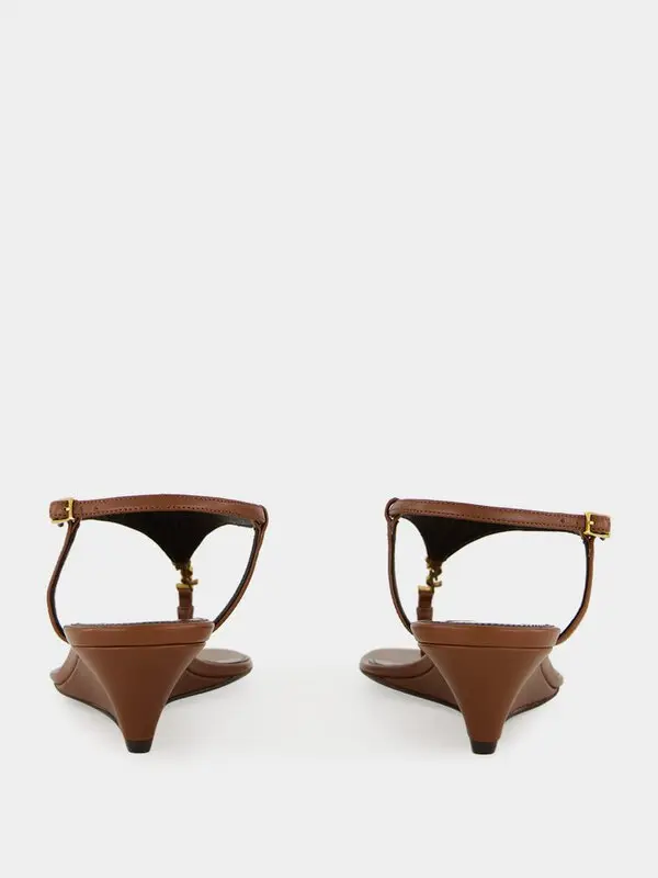 Saint Laurent Cassandra Mid-heel Sandals - Brown