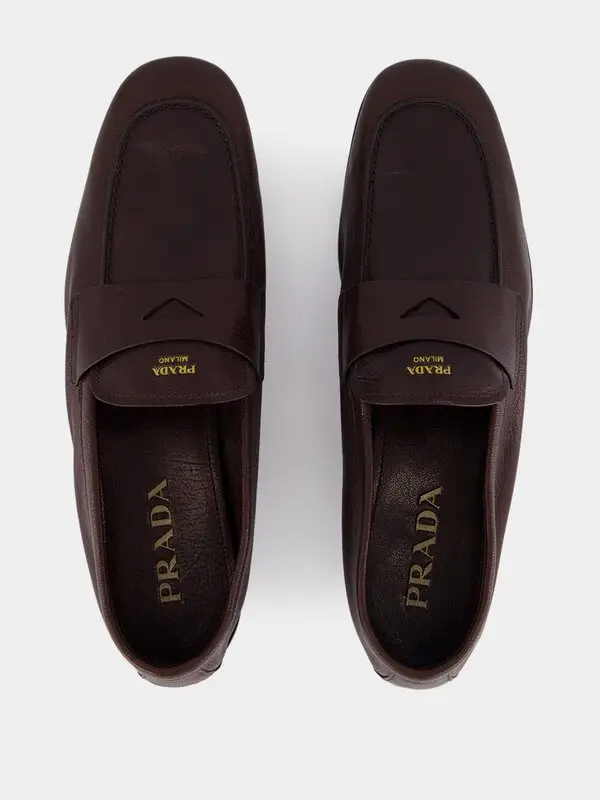 Prada Dark Leather Loafers - Brown