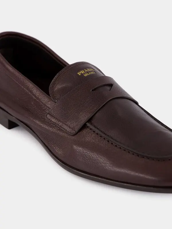 Prada Dark Leather Loafers - Brown