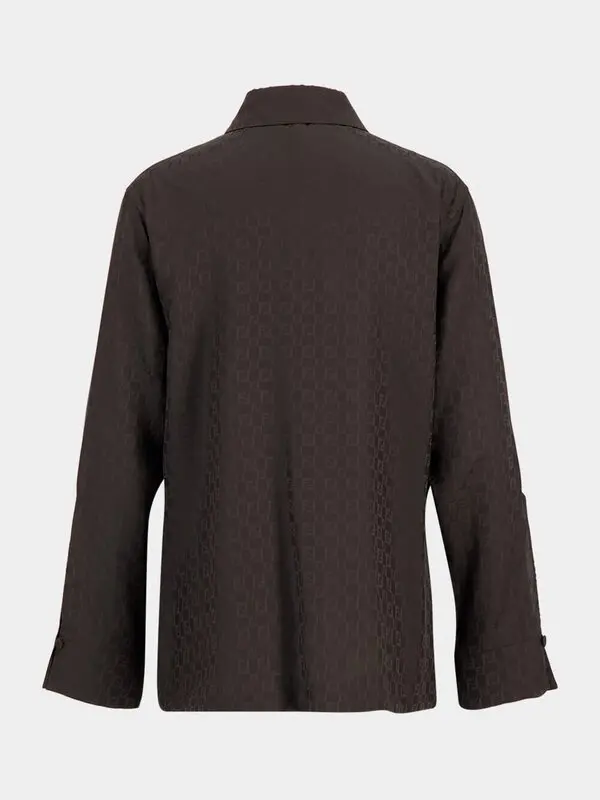 Fendi Silk Ff Jacquard Draped Shirt