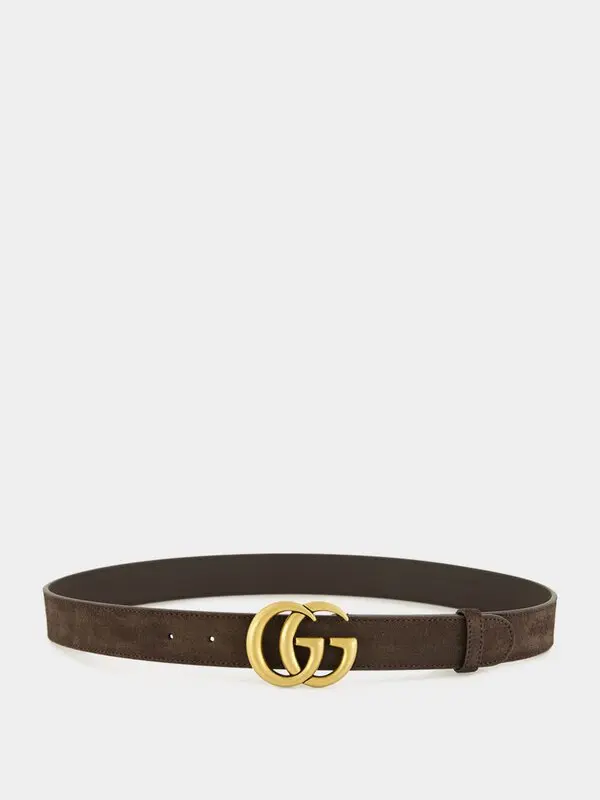 Gucci Gg Marmont Suede Belt - Brown