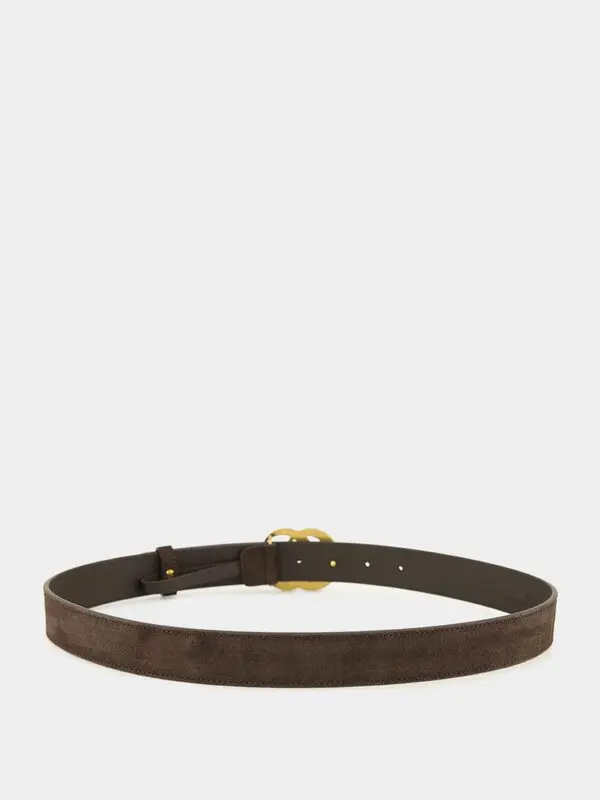 Gucci Gg Marmont Suede Belt - Brown