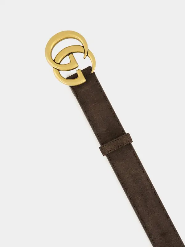 Gucci Gg Marmont Suede Belt - Brown