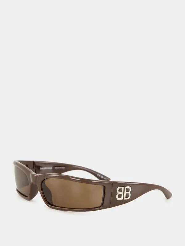 Balenciaga Sunset Rectangle Sunglasses - Brown