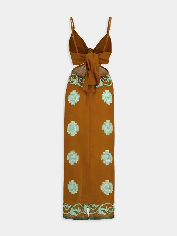 Johanna Ortiz Los Siete Mares Linen Dress - Brown
