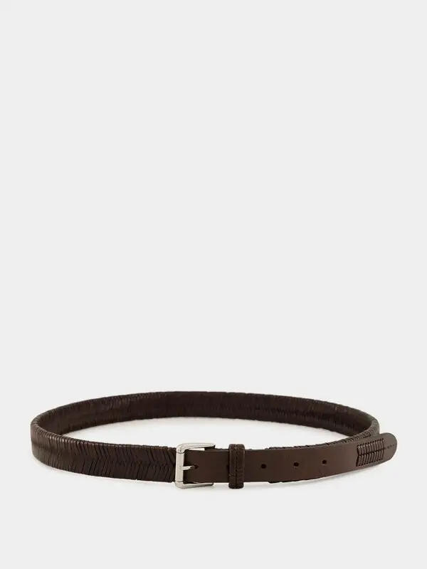 LEMAIRE Braided Leather Belt - Brown
