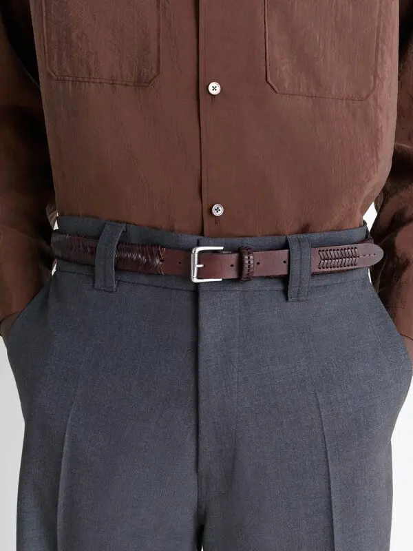 LEMAIRE Braided Leather Belt - Brown