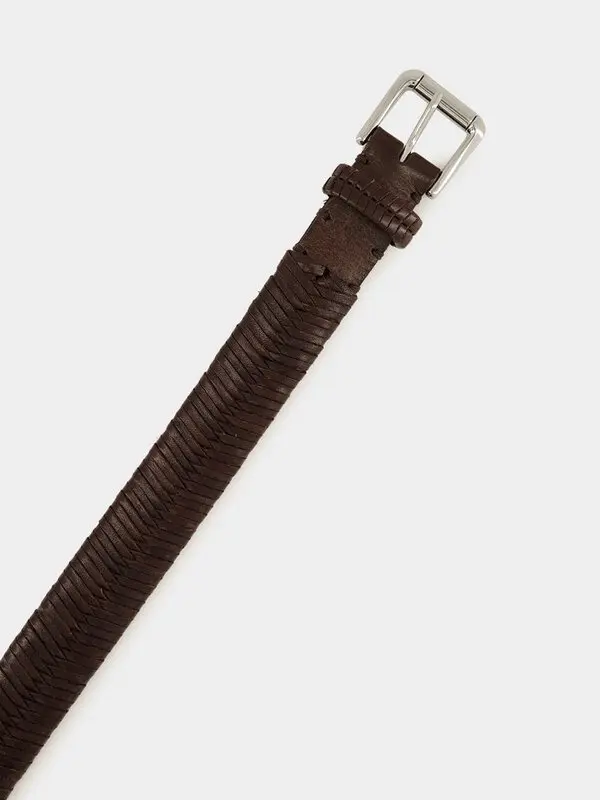 LEMAIRE Braided Leather Belt - Brown