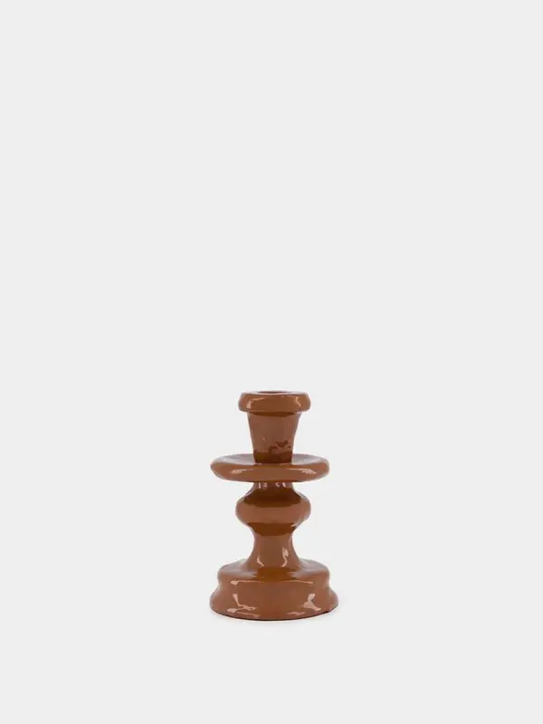 POMAX Chocolate Aluminium Turret Candle Holder