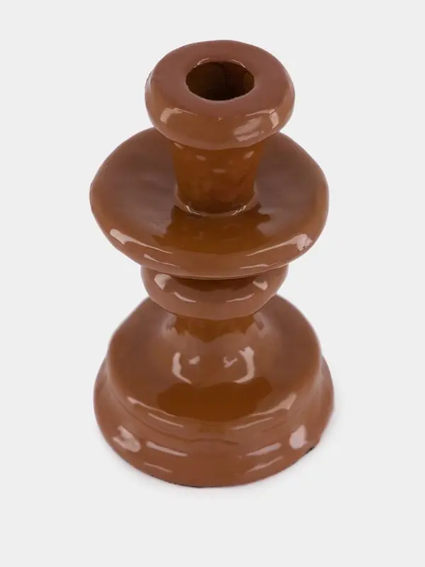 POMAX Chocolate Aluminium Turret Candle Holder