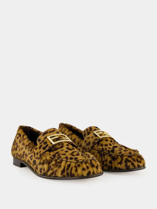 Fendi Leo-print Cavallino Loafers - Brown
