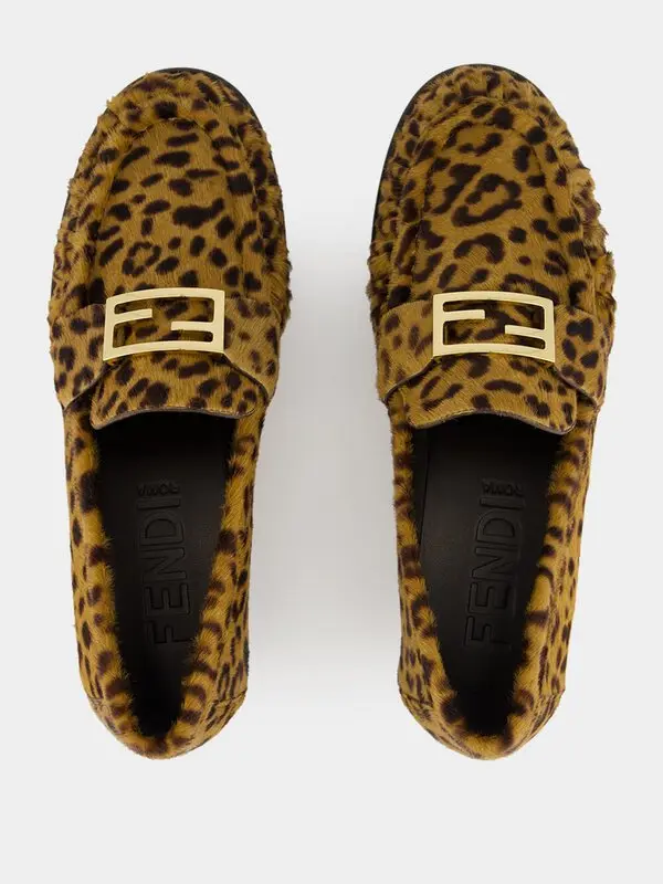 Fendi Leo-print Cavallino Loafers - Brown