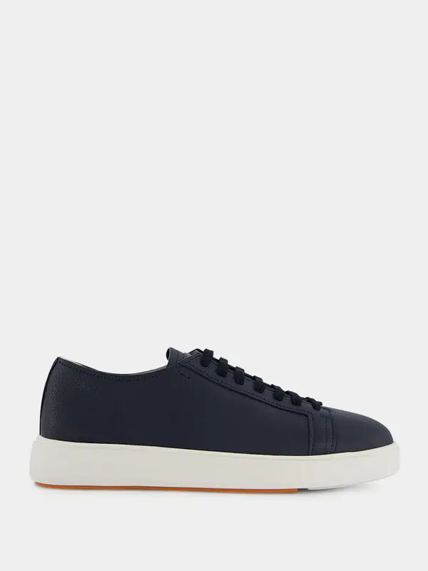Santoni Tumbled Leather Sneakers - Blue