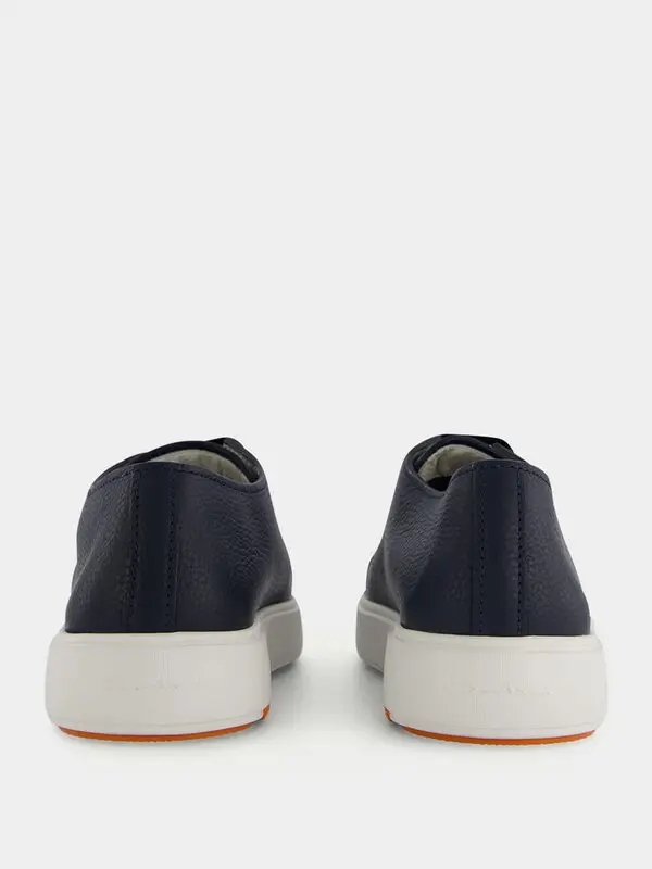 Santoni Tumbled Leather Sneakers - Blue
