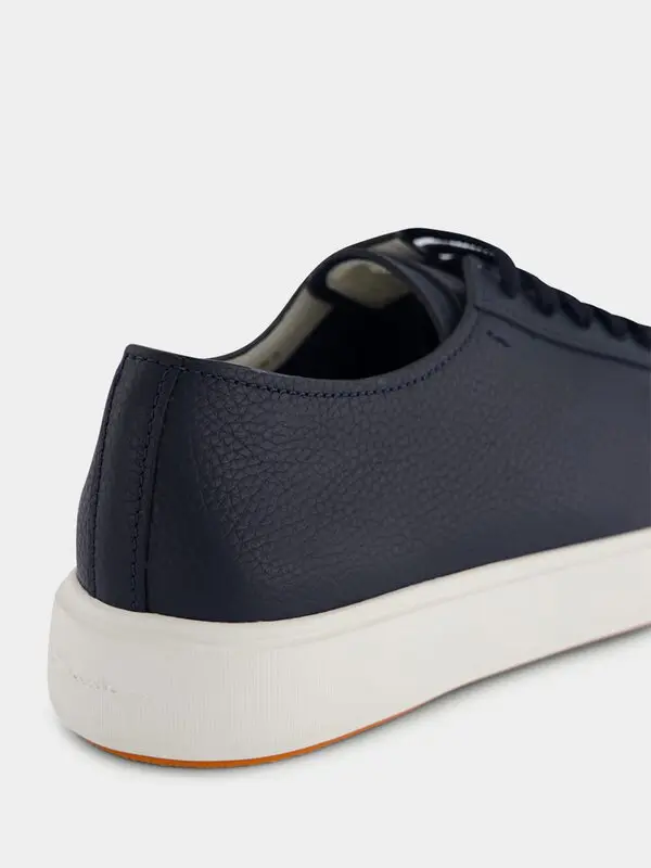 Santoni Tumbled Leather Sneakers - Blue