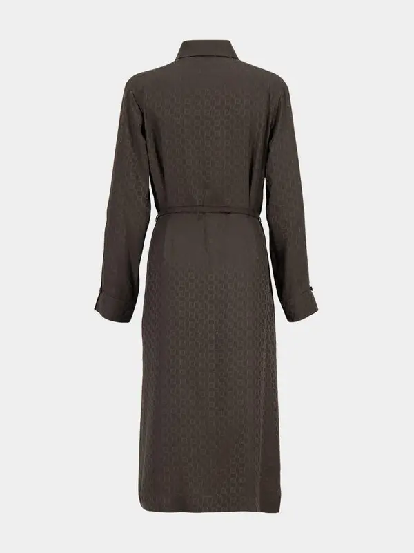 Fendi Ff Jacquard Silk Midi Shirt Dress